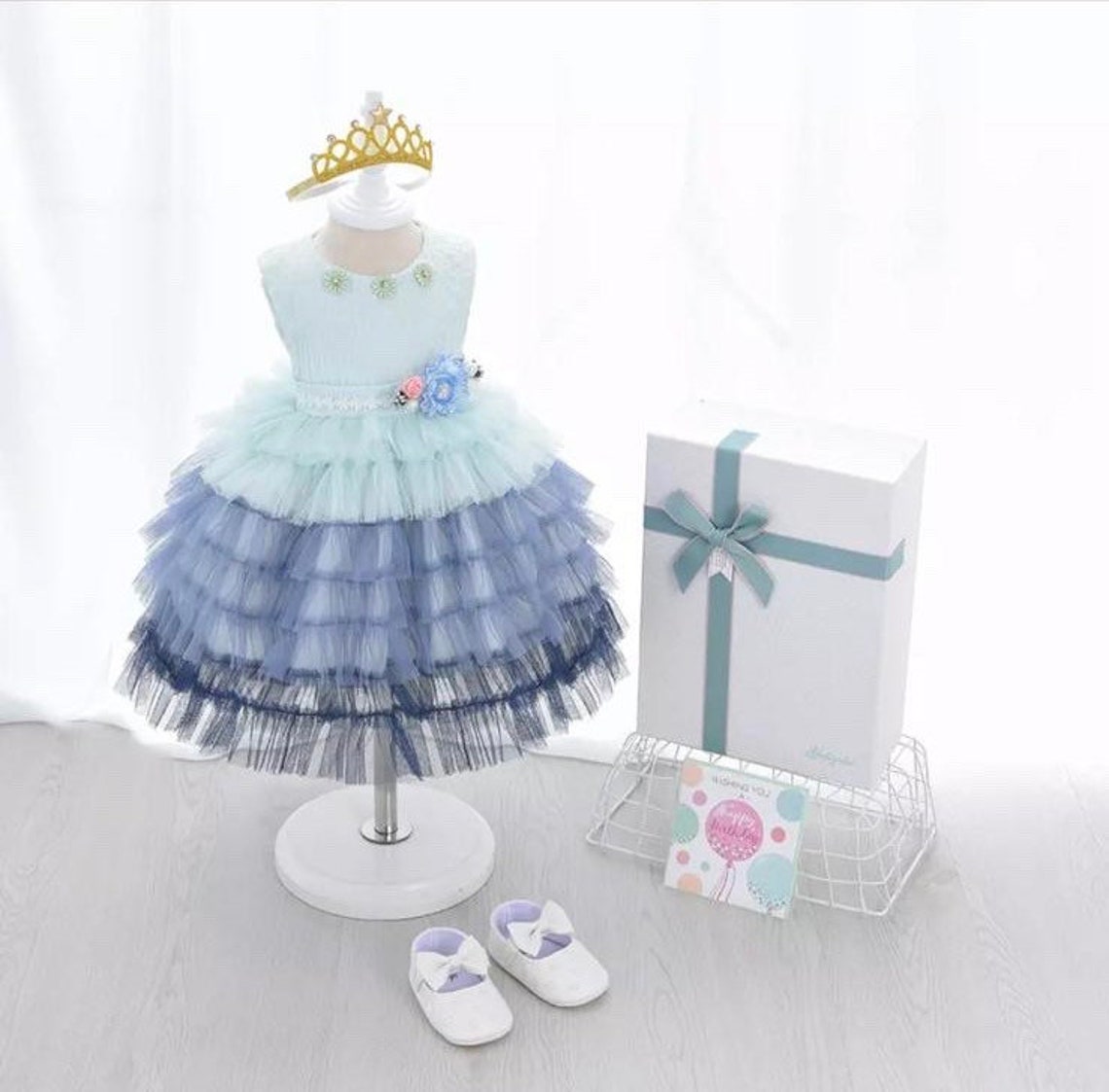 Baby Princess Dress 6 Pc Set With Shoes Headband Tiara Socks - Etsy Canada