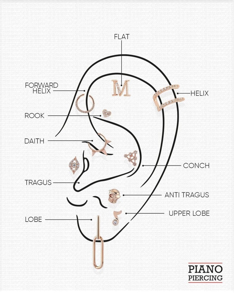 14K Solid Gold Daisy Ear Piercing Flower CZ Piercing Snow Flake ...