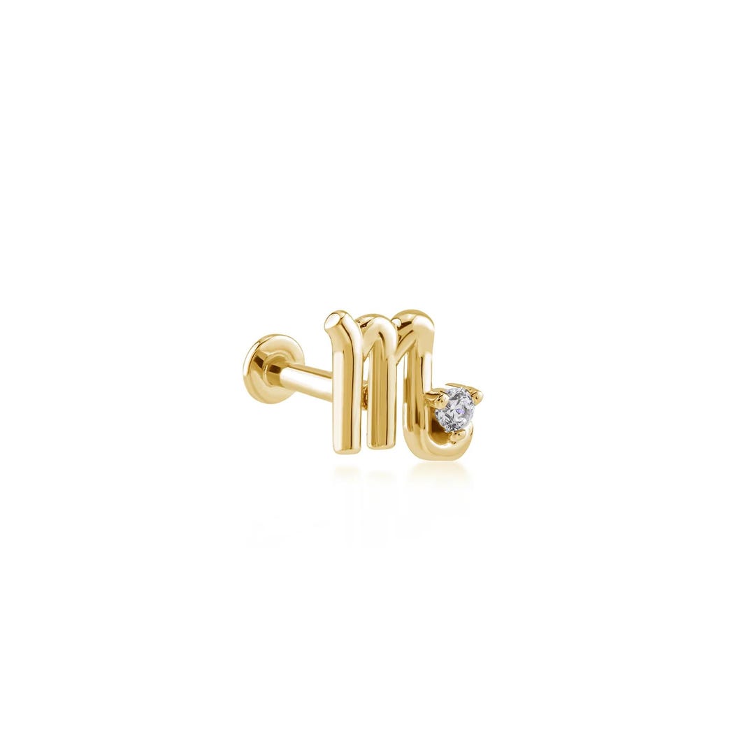 Scorpio CZ Zodiac Sign Astrology Tragus Piercing 14K Solid Gold | Stud ...