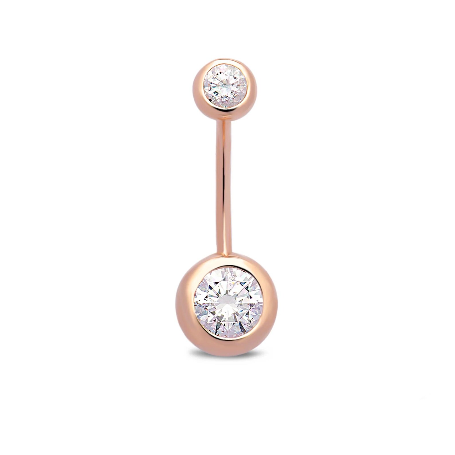 CZ Belly Button Ring Piercing in 14k Solid Gold | Gold Navel Piercing ...