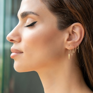 Elegant Conic Threader Earring | 14k Solid Gold Matching Earring ...