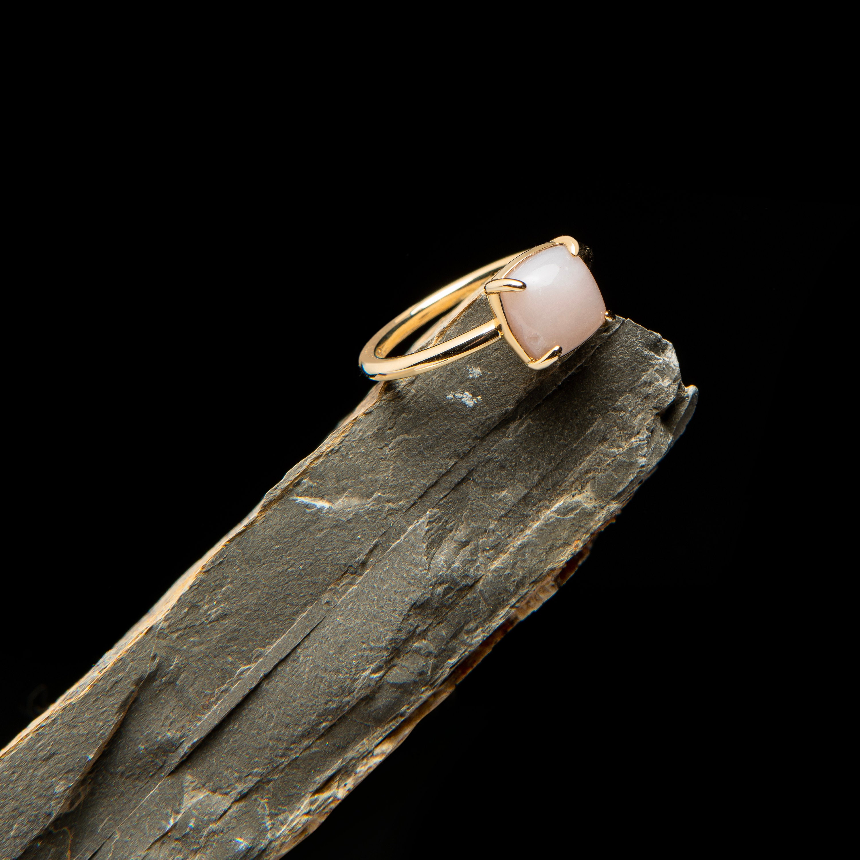 14k Solid Gold Pink Moonstone Ring Barbie Ring Pink Gemstone Ring ...