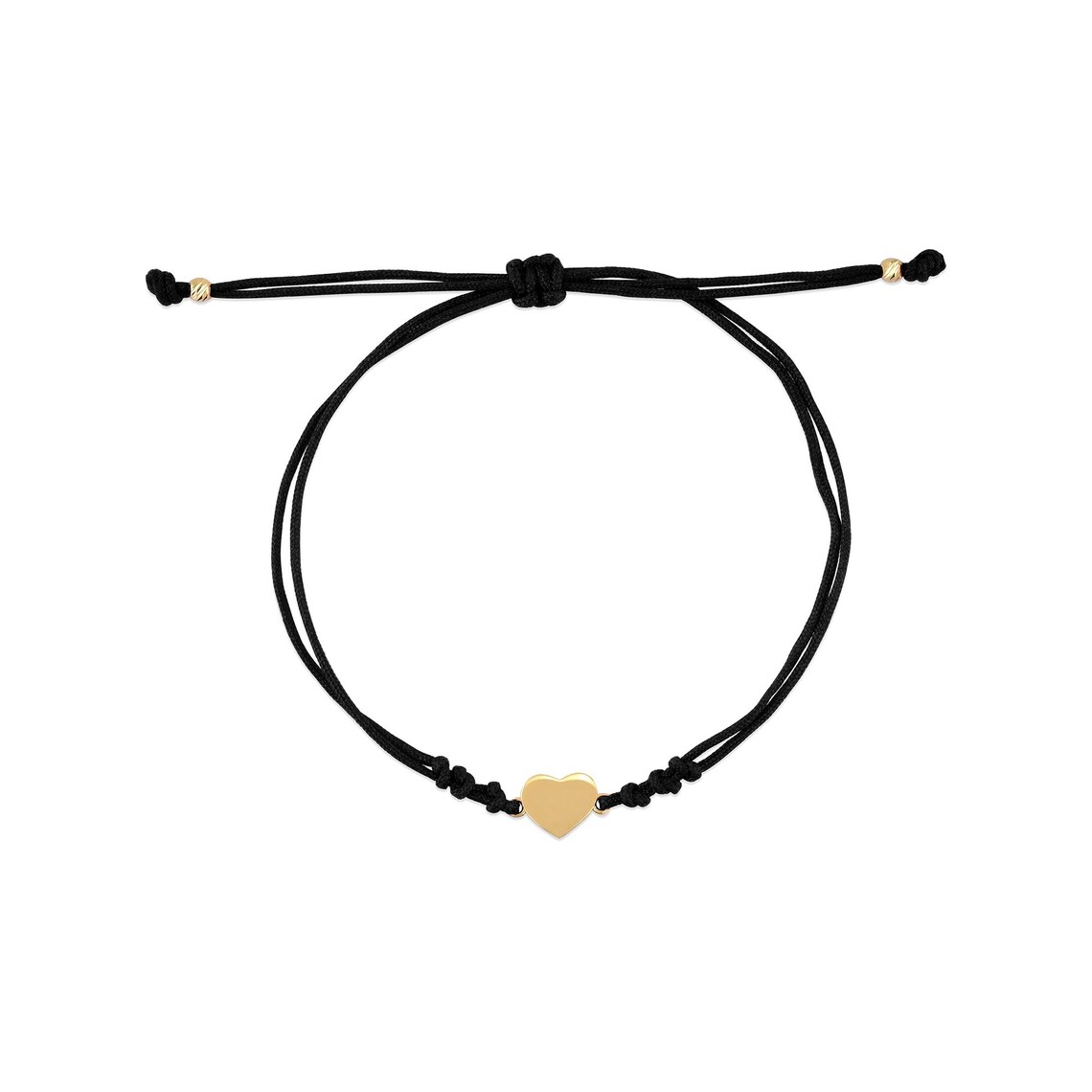 Solid Love Heart Adjustable String Bracelet in 14K Gold | Passion Rope ...
