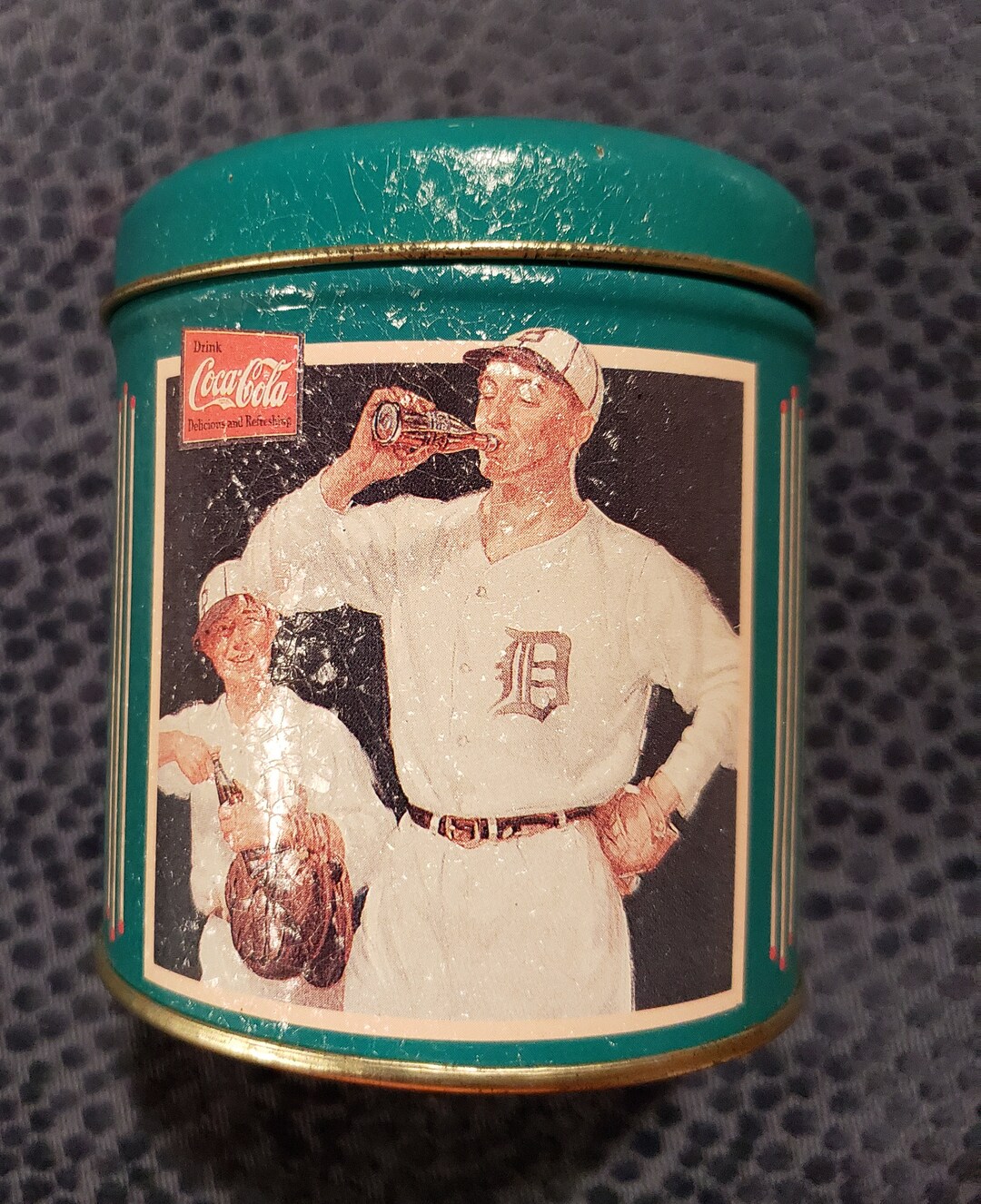 Vintage 1993 Detroit Tigers Coca Cola Green Metal Tin, Canister ...