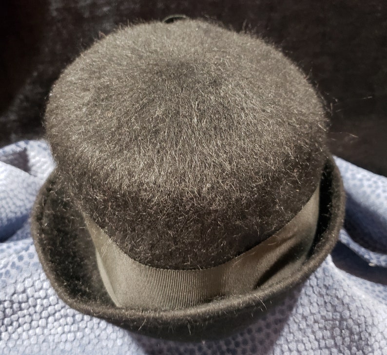 Shaq Lon Black Wool Felt Vintage Ladies Hat With Grosgrain Bow - Etsy