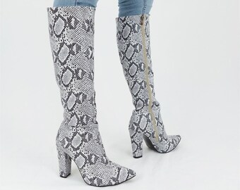 Snake Print Boots | Etsy