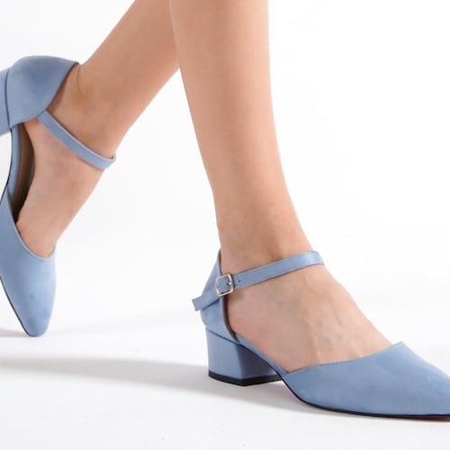BLUE WEDDING SHOES Low Block Heels Blue Bridal Heel Baby - Etsy