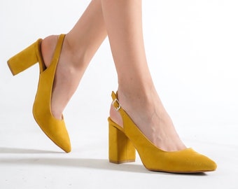 Mustard Block Heels - Etsy