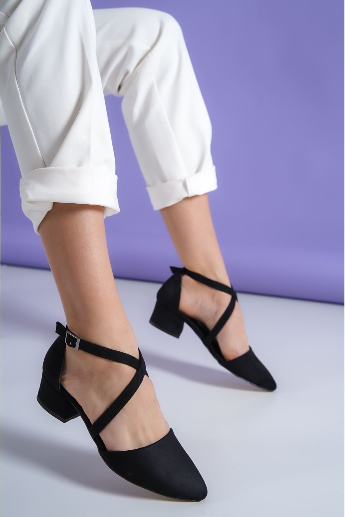 BLACK CROSS HEELS Black Low Block Heels Wedding Flats for - Etsy