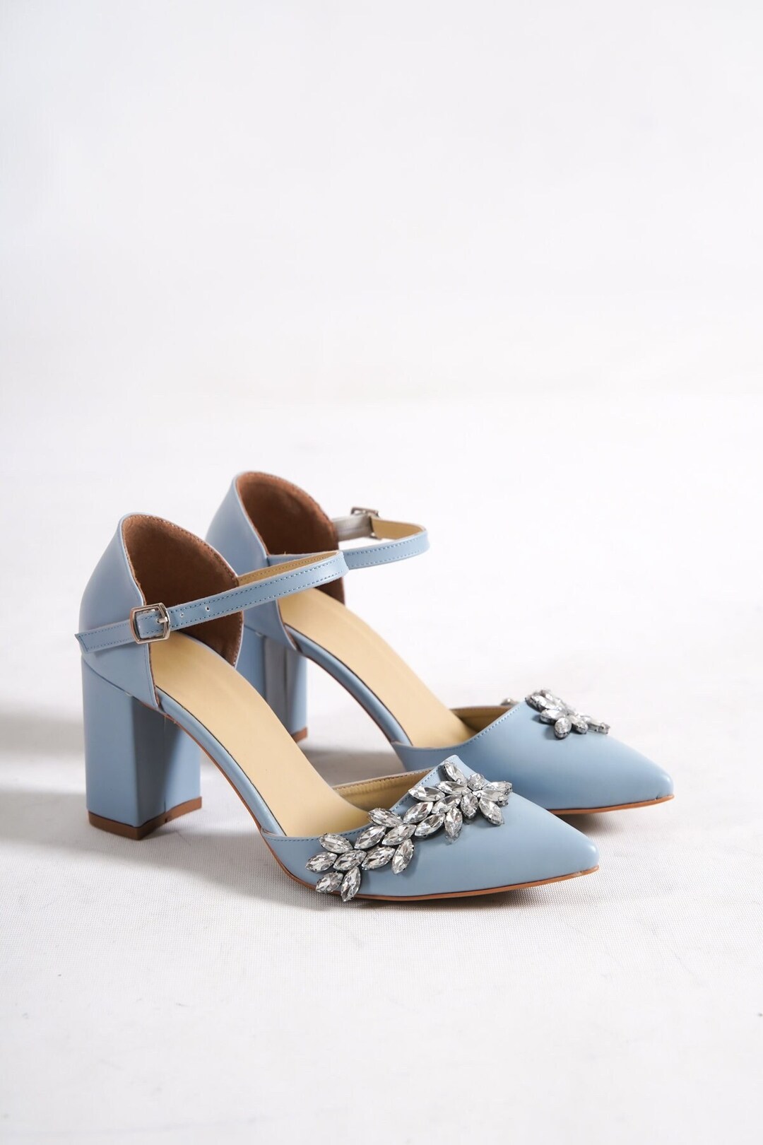 BLUE ANKLE STRAPS Light Blue High Heels Baby Blue Vegan - Etsy