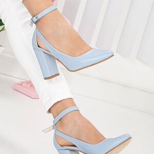UNIQUE BLUE SHOES, Wedding Heels, Blue Ankle Bridal Shoes, Baby Blue ...