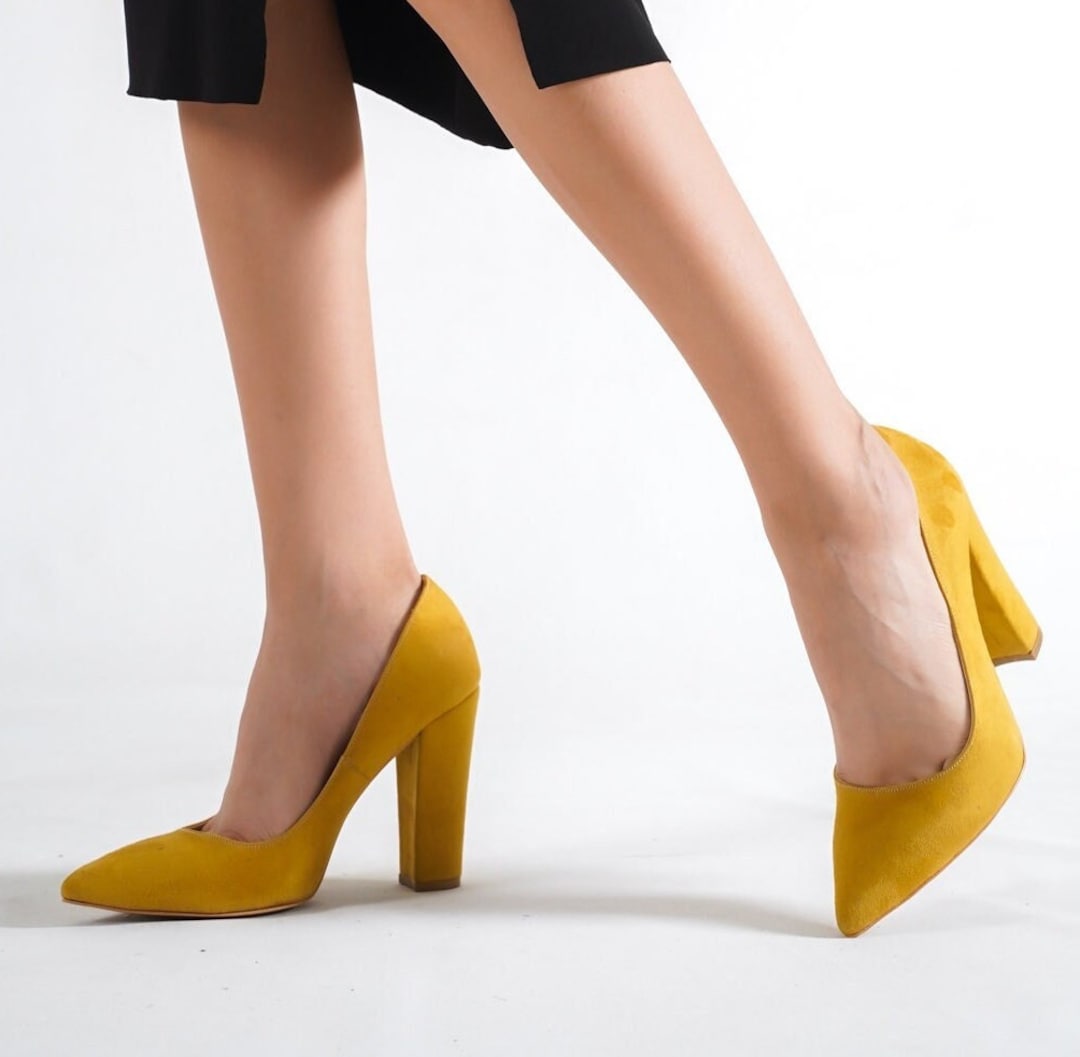 MUSTARD BRIDAL HEELS Yellow Bridal Heels Mustard Block - Etsy