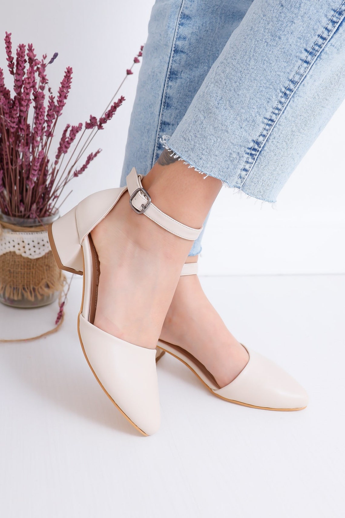Beige Low Heels Hippie Heels Shoes Beige Low Heel Shoes Etsy