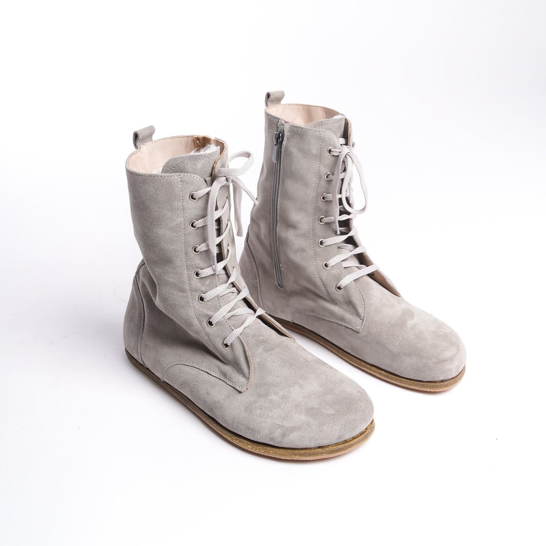 Gray Barefoot Boots for Men, Gray High Ankle Boots, Gray Winter Boots ...
