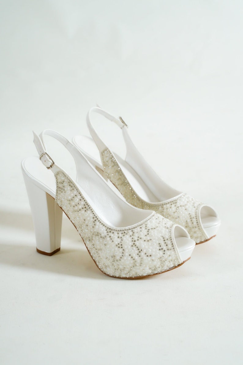 PEARL PLATFORM HEELS Ivory Wedding Heels Pearl Platform - Etsy