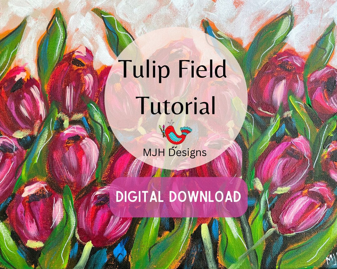Tulip Field Painting Tutorial/ Learn to Paint/acrylic Painting Video ...