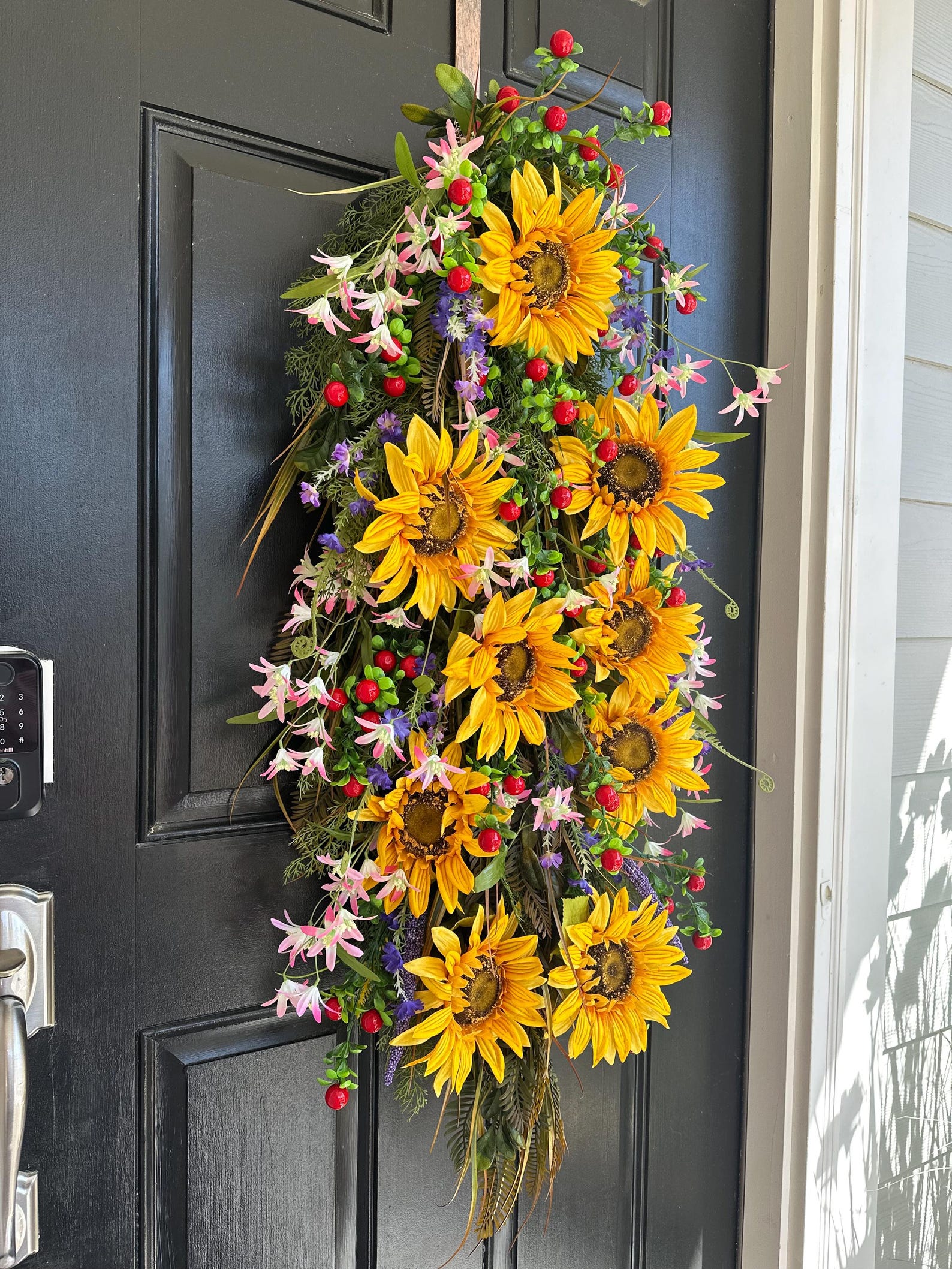 Sunflower Wildflower Swag: Spring Summer Front Door Decor - Etsy