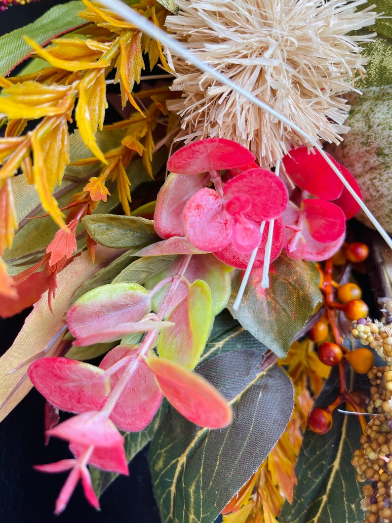 Rustic Fall Foliage Wreath With Eucalyptus Pumpkins and - Etsy