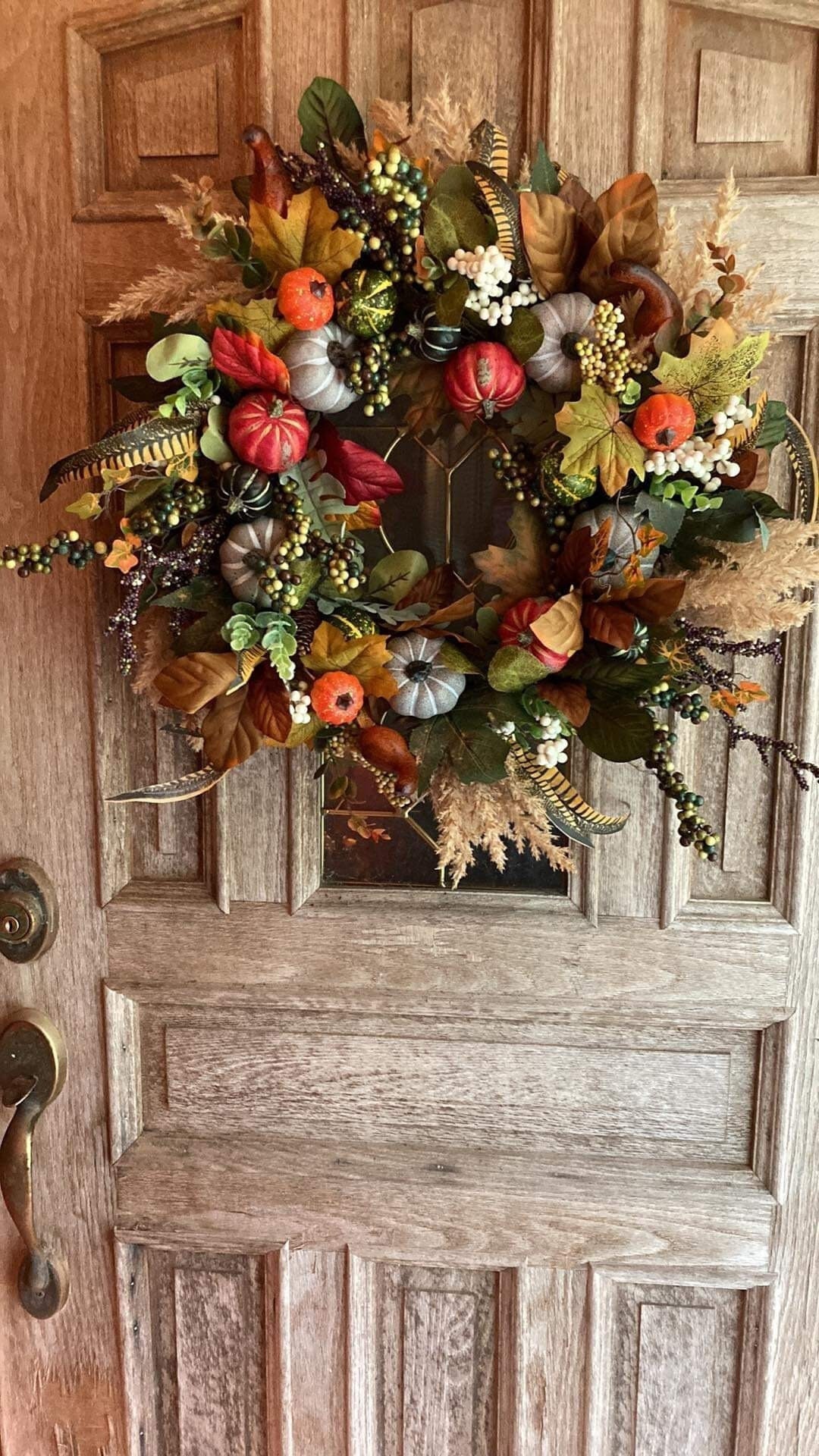 Rustic Fall Wreath, Magnolia Pumpkin Front Door Boho Wreath, Pampas ...