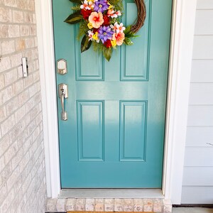 Colorful Tropical Summer Wreath for Front Door, Wildflower Hawaiian ...