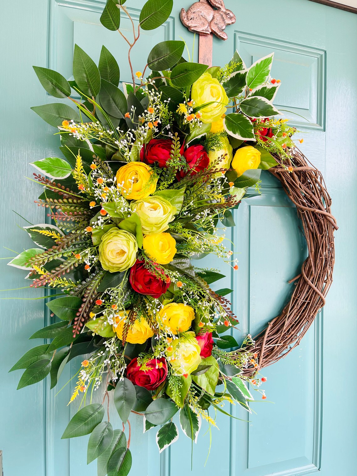 Colorful Spring Summer Wreath for Front Door Multicolor - Etsy