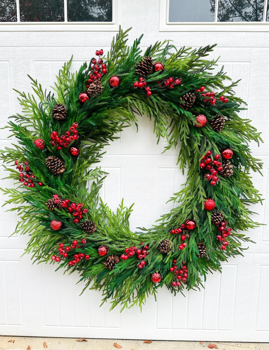 Extra Large 50 Inches Real Touch Winter Norfolk Pine With Berries ...