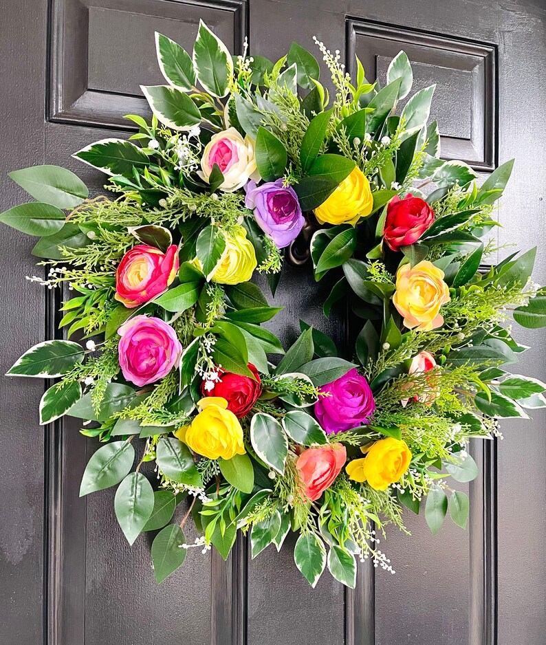 Colorful Spring Summer Wreath for Front Door Multicolor - Etsy