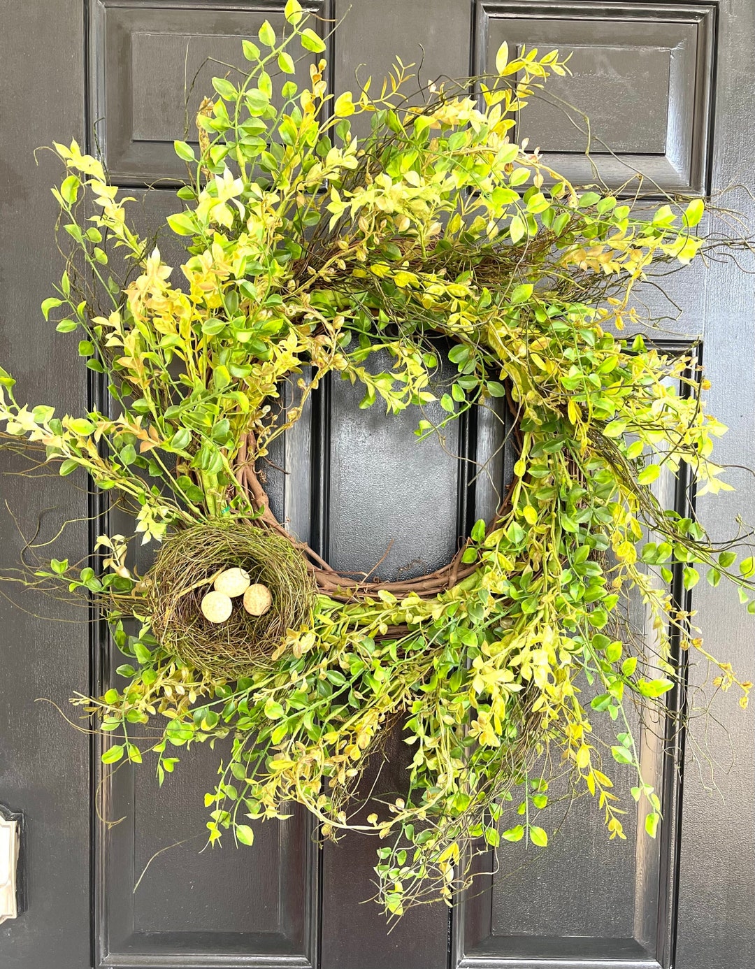 Bird Nest Wreath for Front Door, Year Round Greenery Wreath, Spring ...