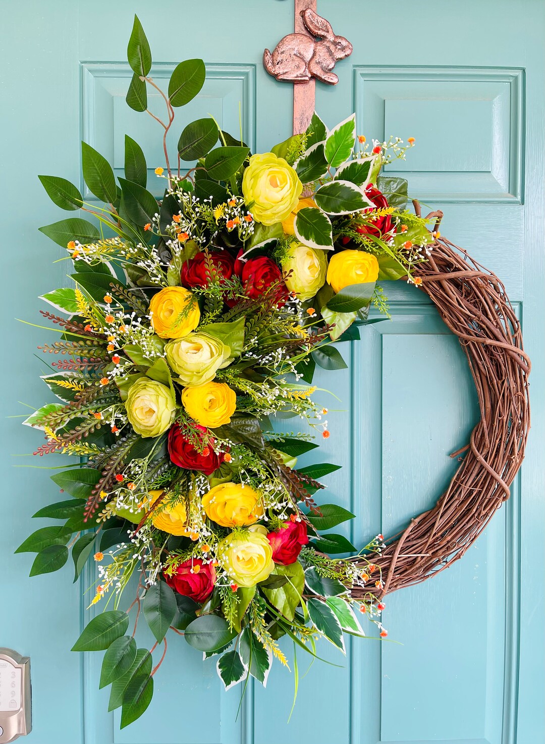 Spring Colorful Florals Wreath, Summer Wreath, Colorful Wreath, Outdoor ...