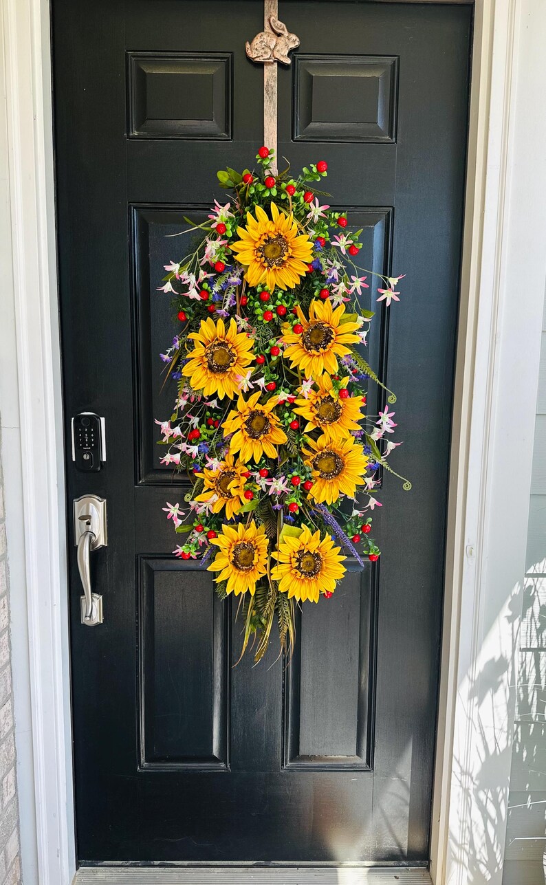 Sunflower Wildflower Swag: Spring Summer Front Door Decor - Etsy