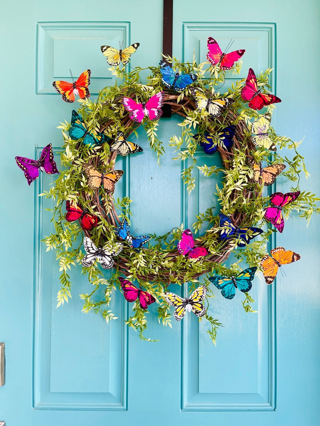 Butterfly Wreath for Front Door, Spring Summer Wreath, Colorful Wreath ...