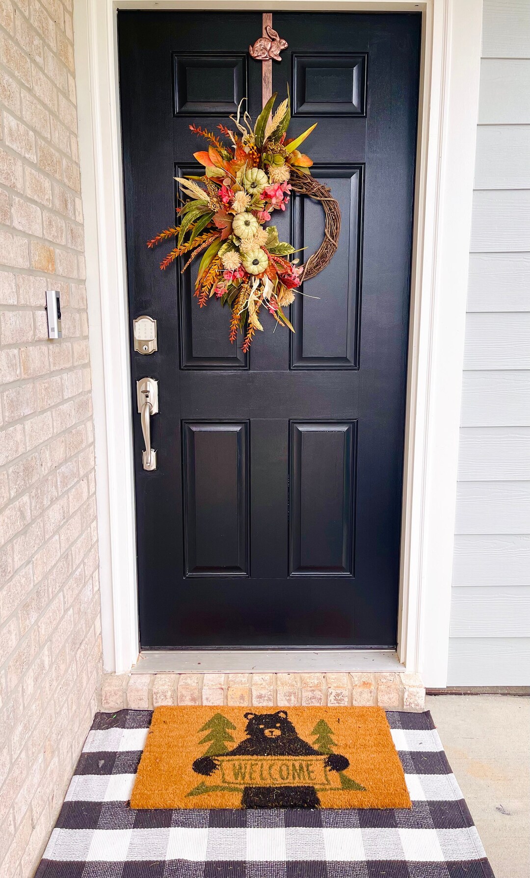 Rustic Fall Foliage Wreath With Eucalyptus Pumpkins and - Etsy