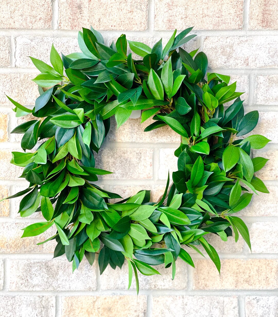 Year Round Greenery Wreath for Front Door, Classic Laurel Leaves Wreath ...