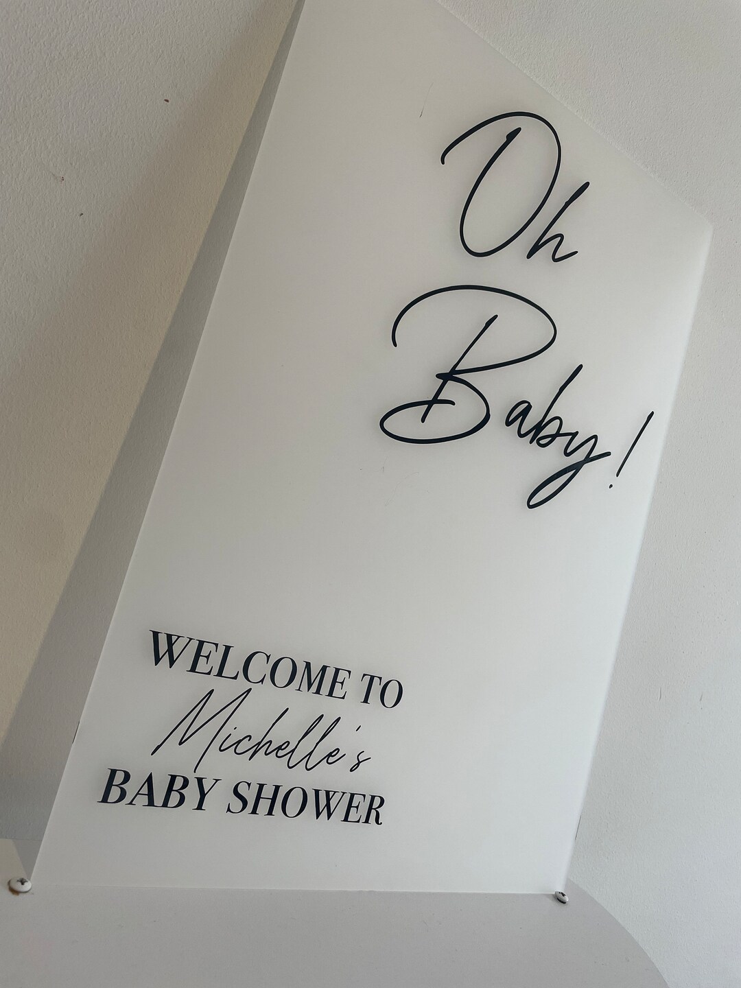 A3 Baby Shower Welcome Sign Acrylic Perspex Baby Girl Baby Boy Vinyl ...
