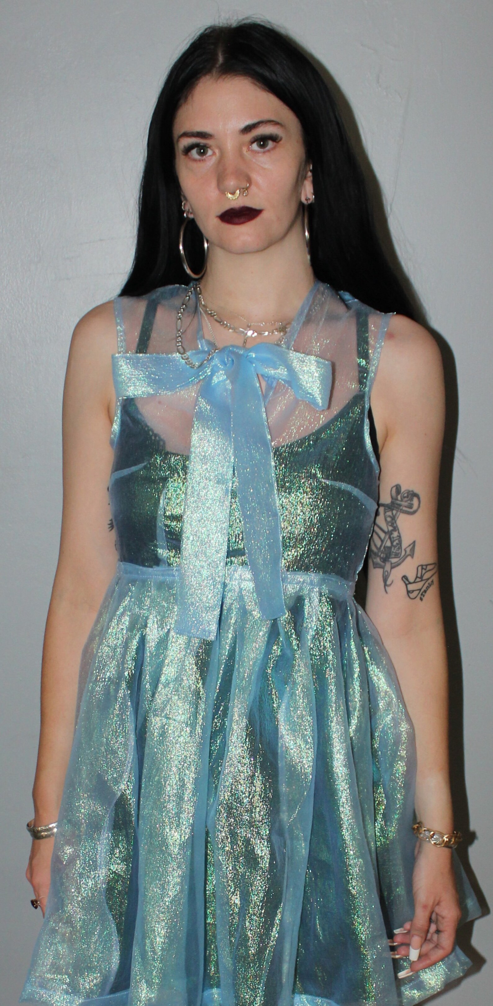 Anya Taylor-joy Inspired Dress. Mini Sheer Iridescent Bow Dress ...