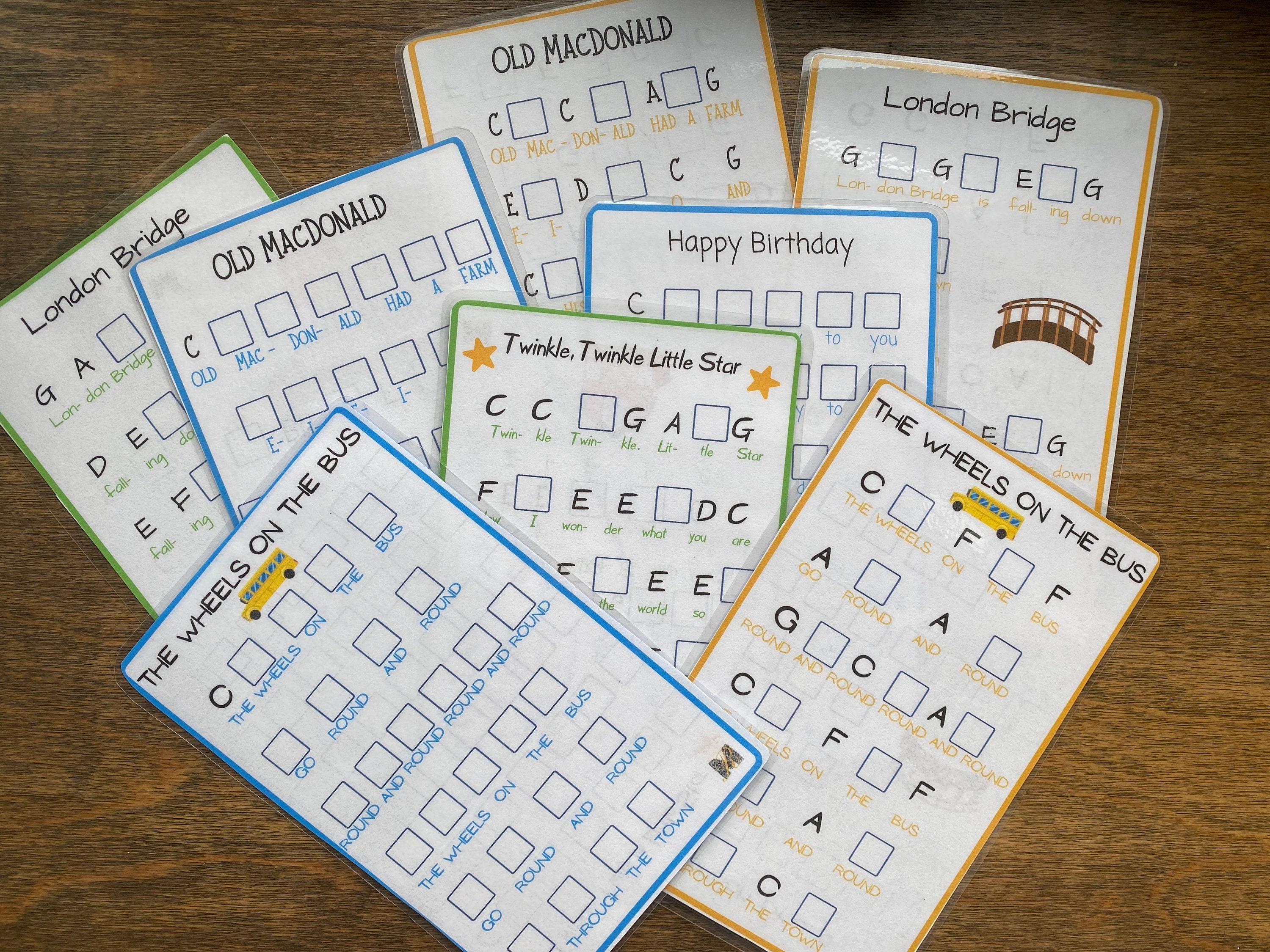 PRINTABLE Write by Ear-ear Training Cards: Children's Songs - Etsy