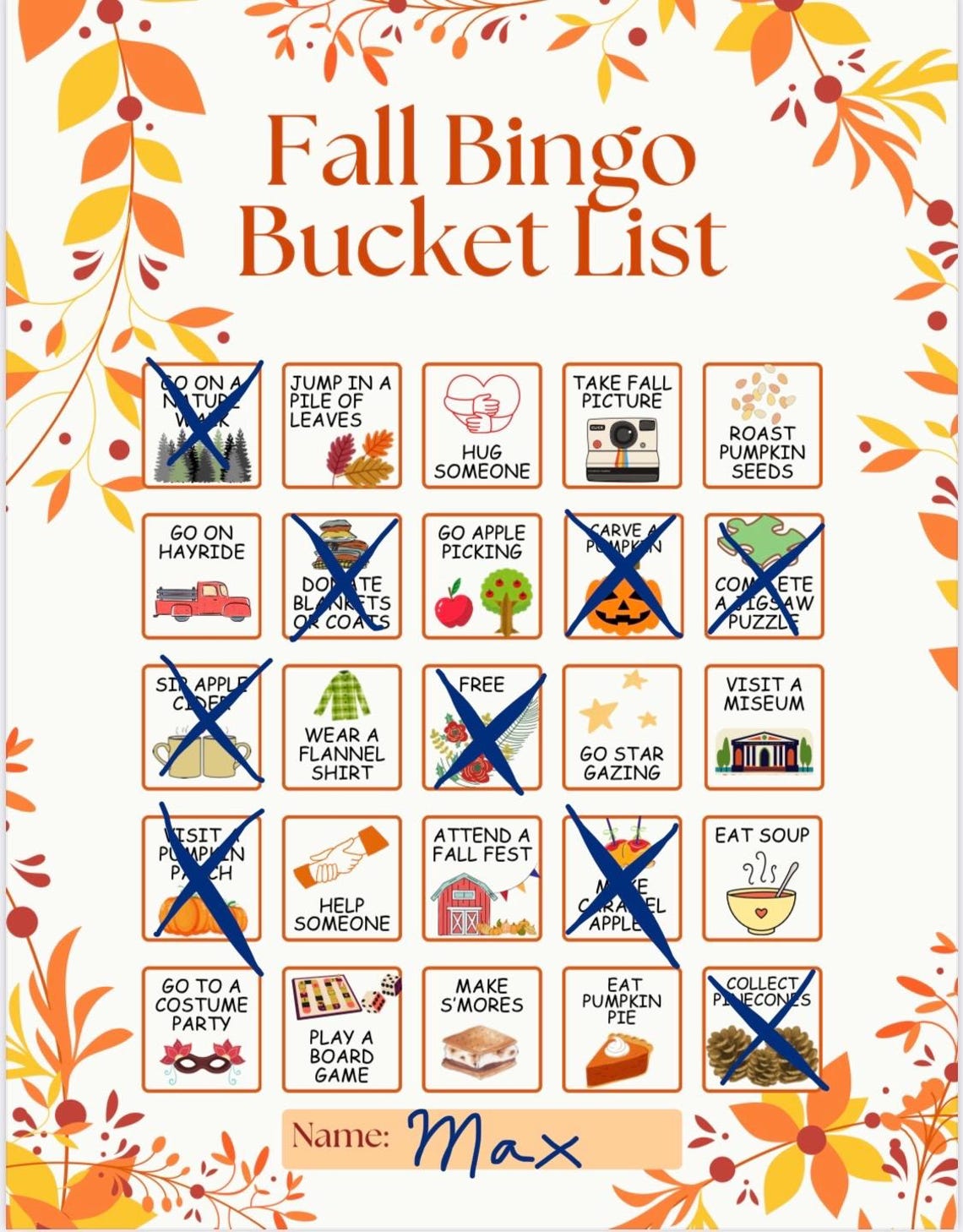 Fall Bingo Bucket List Printable | Autumn Activities Game | Family Fall ...