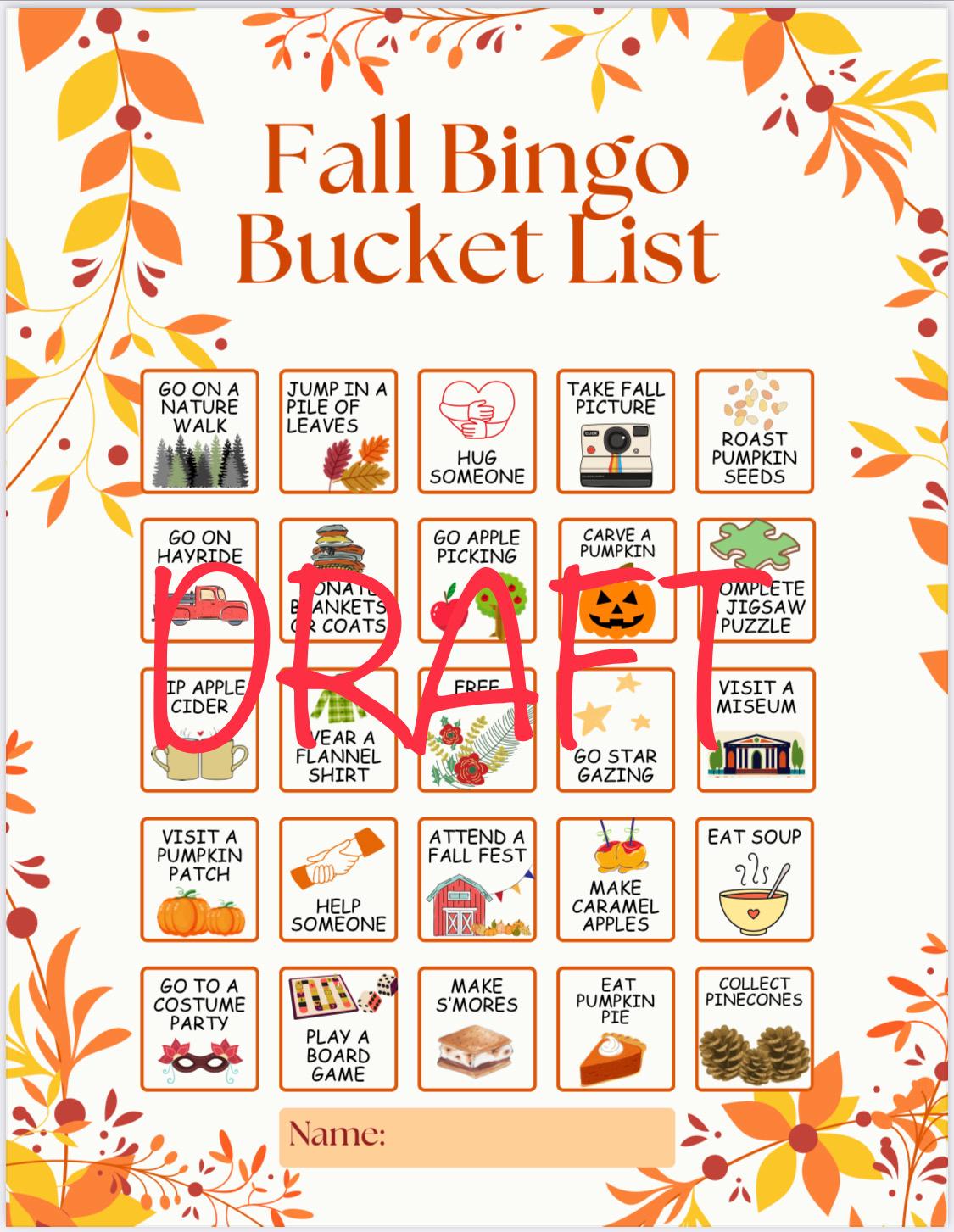 Fall Bingo Bucket List Printable | Autumn Activities Game | Family Fall ...