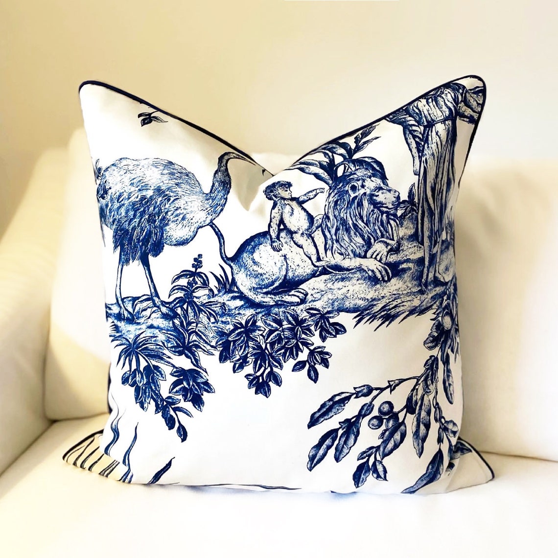 Navy Toile Pillow - Etsy