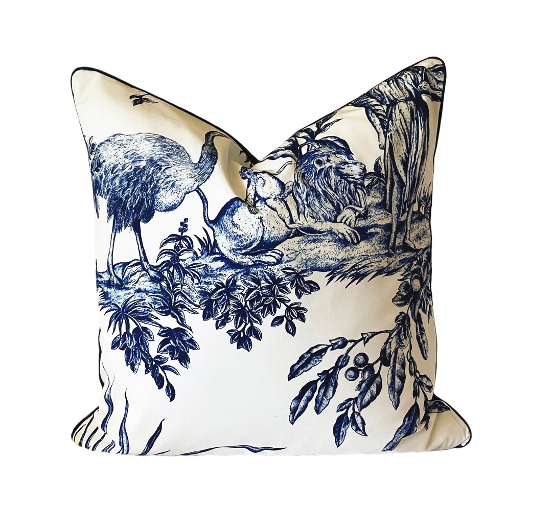 Navy Toile Pillow - Etsy