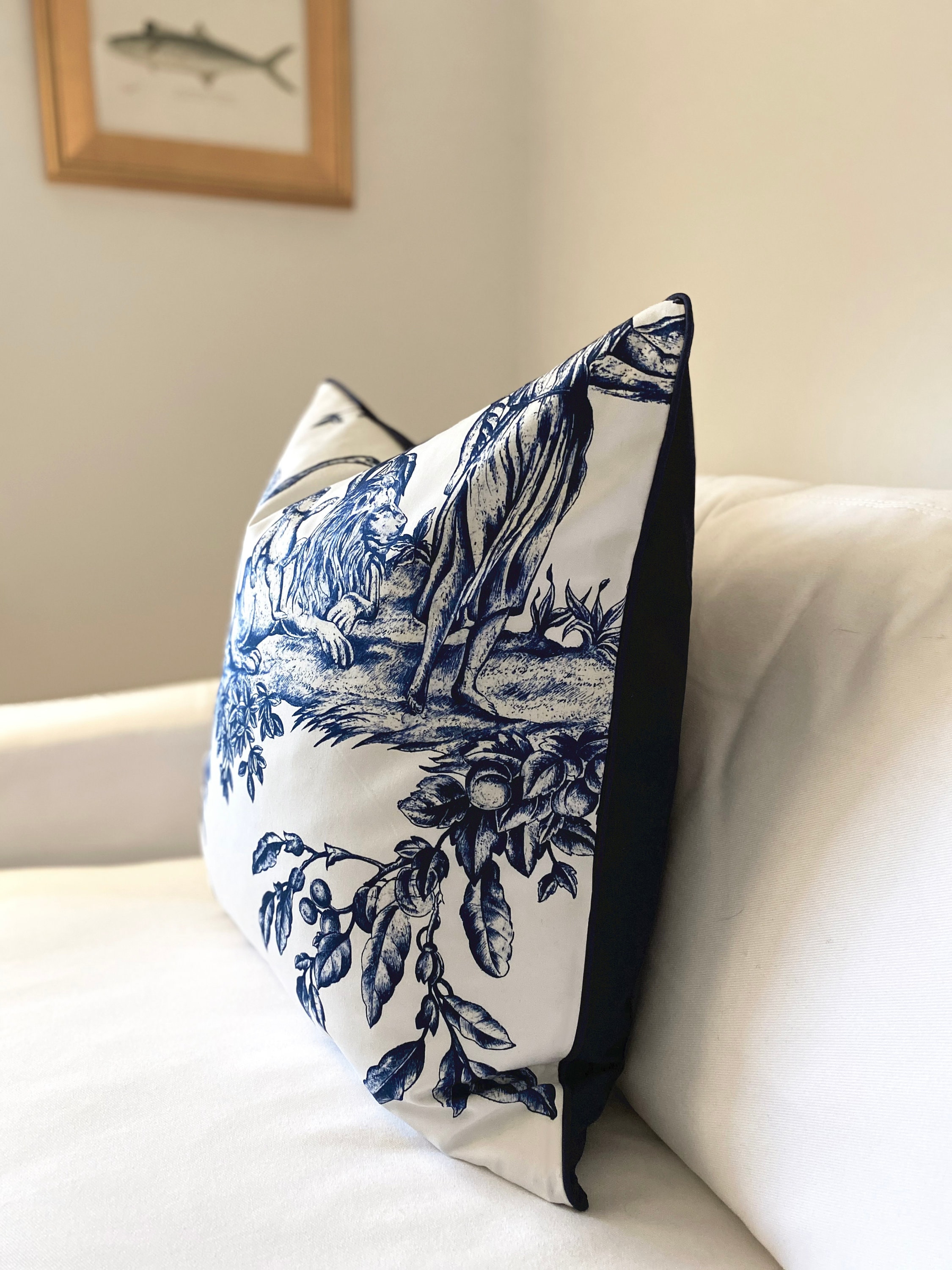 Navy Toile Pillow - Etsy