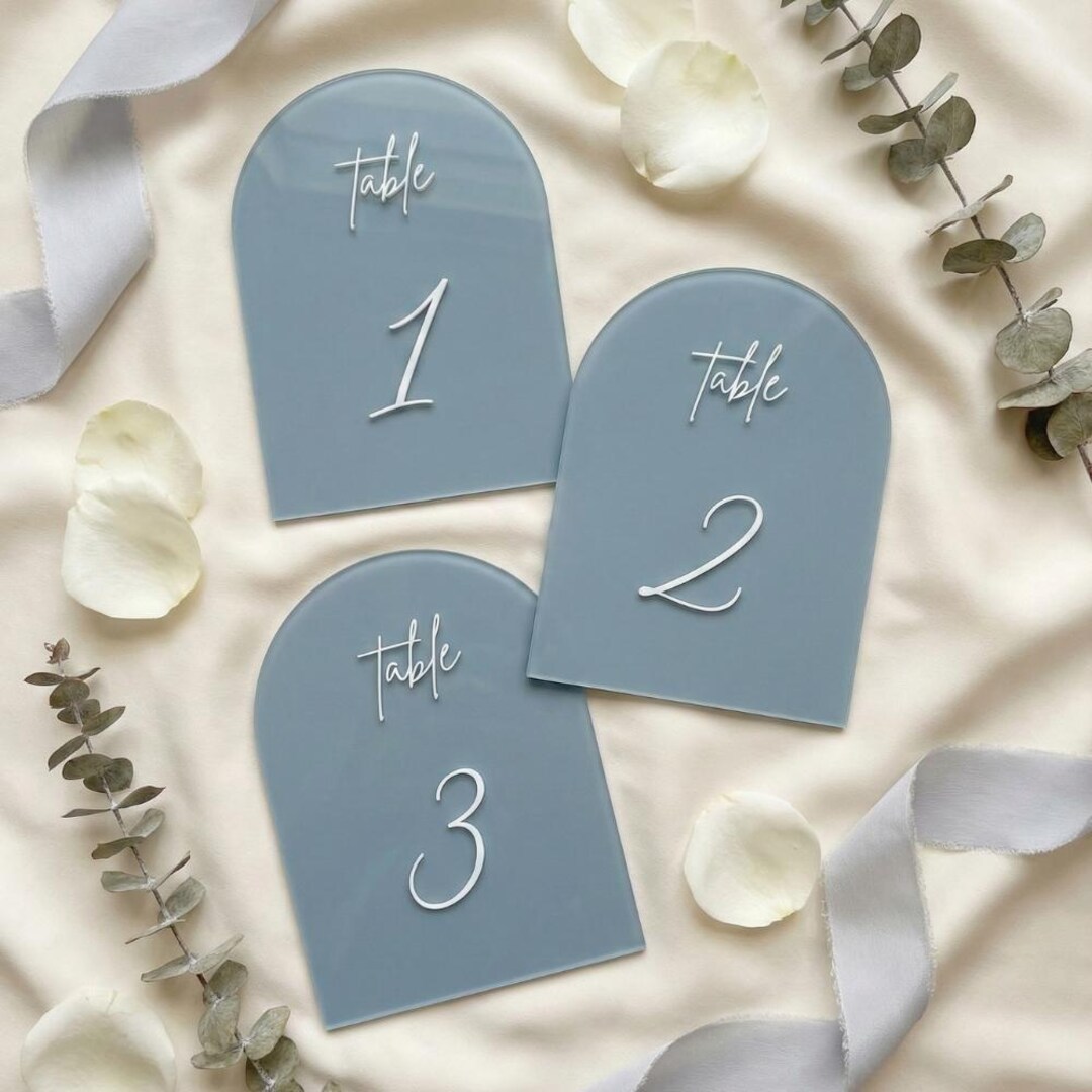Acrylic Arched Table Numbers With Raised Text | Wedding Table Numbers ...