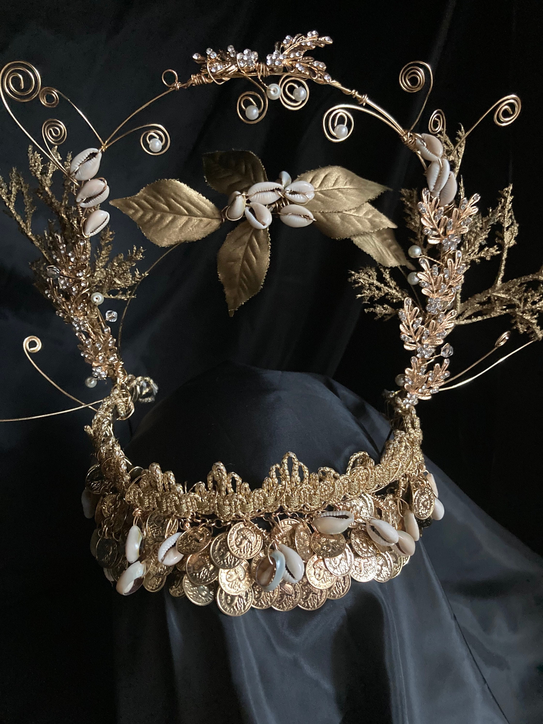 Handmade Cowrie Shell Gold Coins Headpiece - Etsy