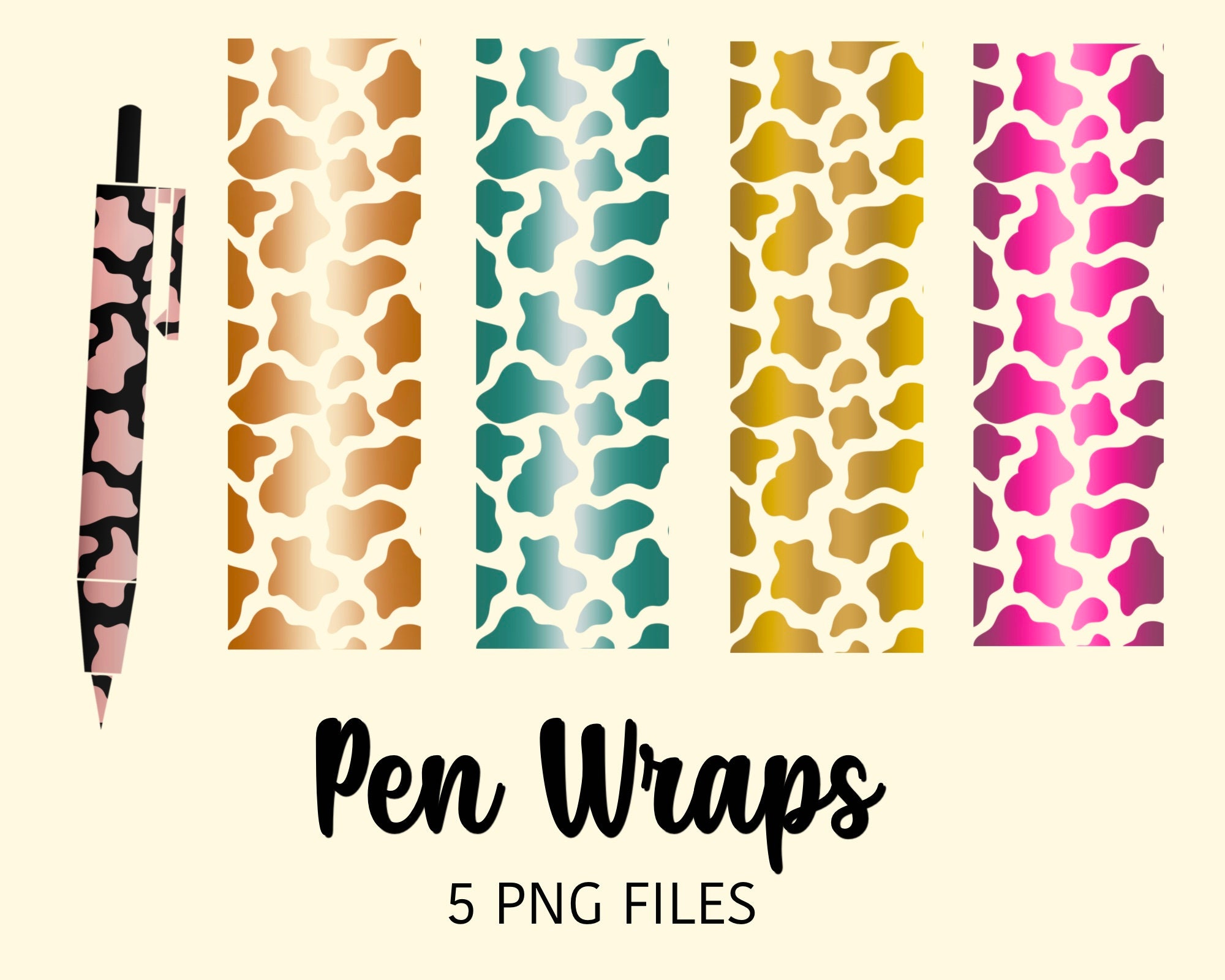 Pen Wraps PNG Files,cow Pattern,5 PNG for Waterslide - Etsy