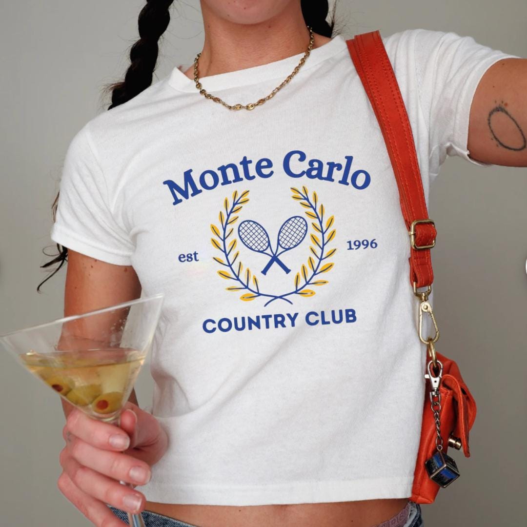 Vintage Monte Carlo Country Club Y2K Baby Tee, Retro Old Money ...