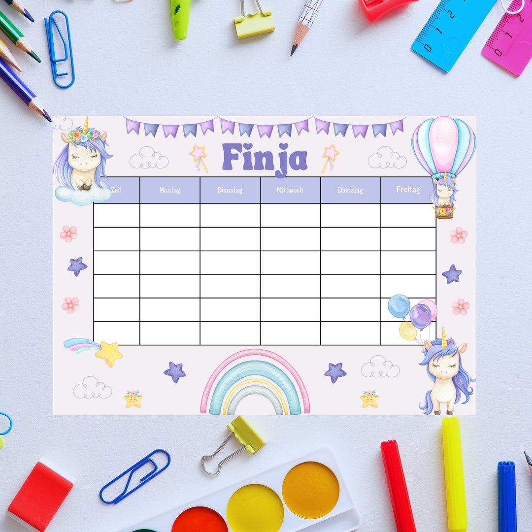 Personalized Timetable Unicorn Timetable to Print Out Gift for Starting ...