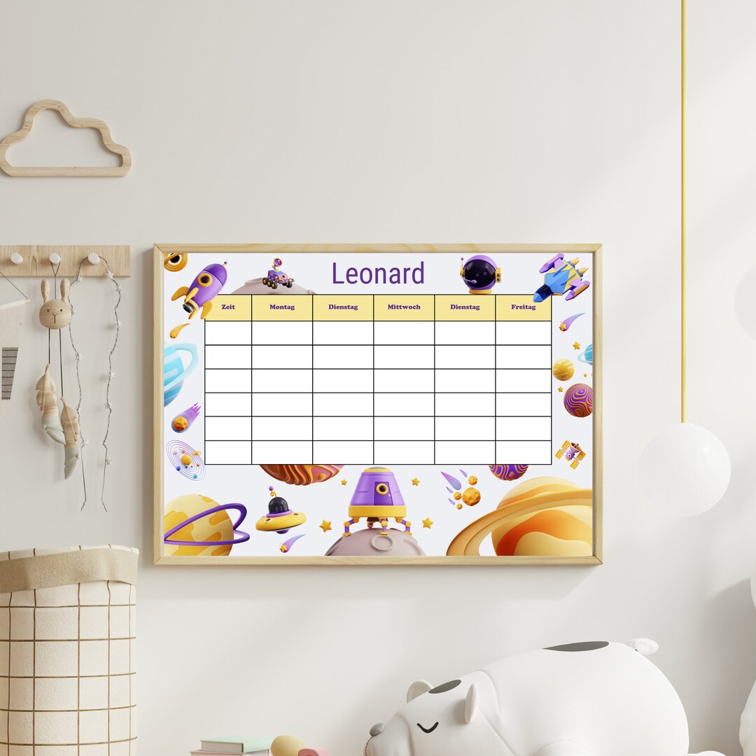 Personalized Timetable Children's Timetable to Print Gift for School ...