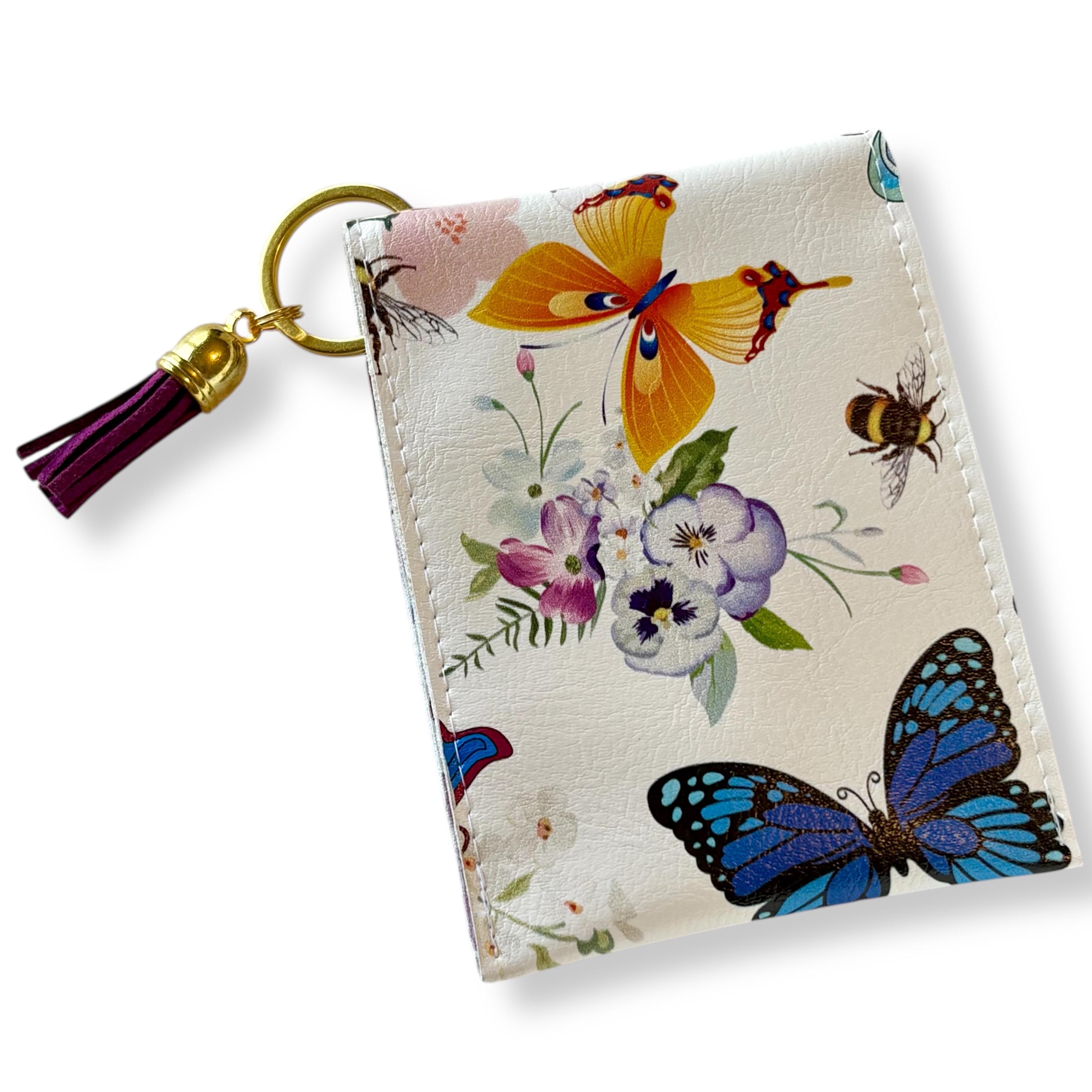 Butterfly Faux Leather Keyring Card Wallet, Minimalist Card Case - Etsy