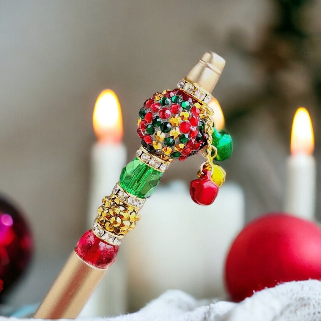 Christmas Beaded Pen, Festive Holiday Gift Pen, Collector Pen, Secret ...