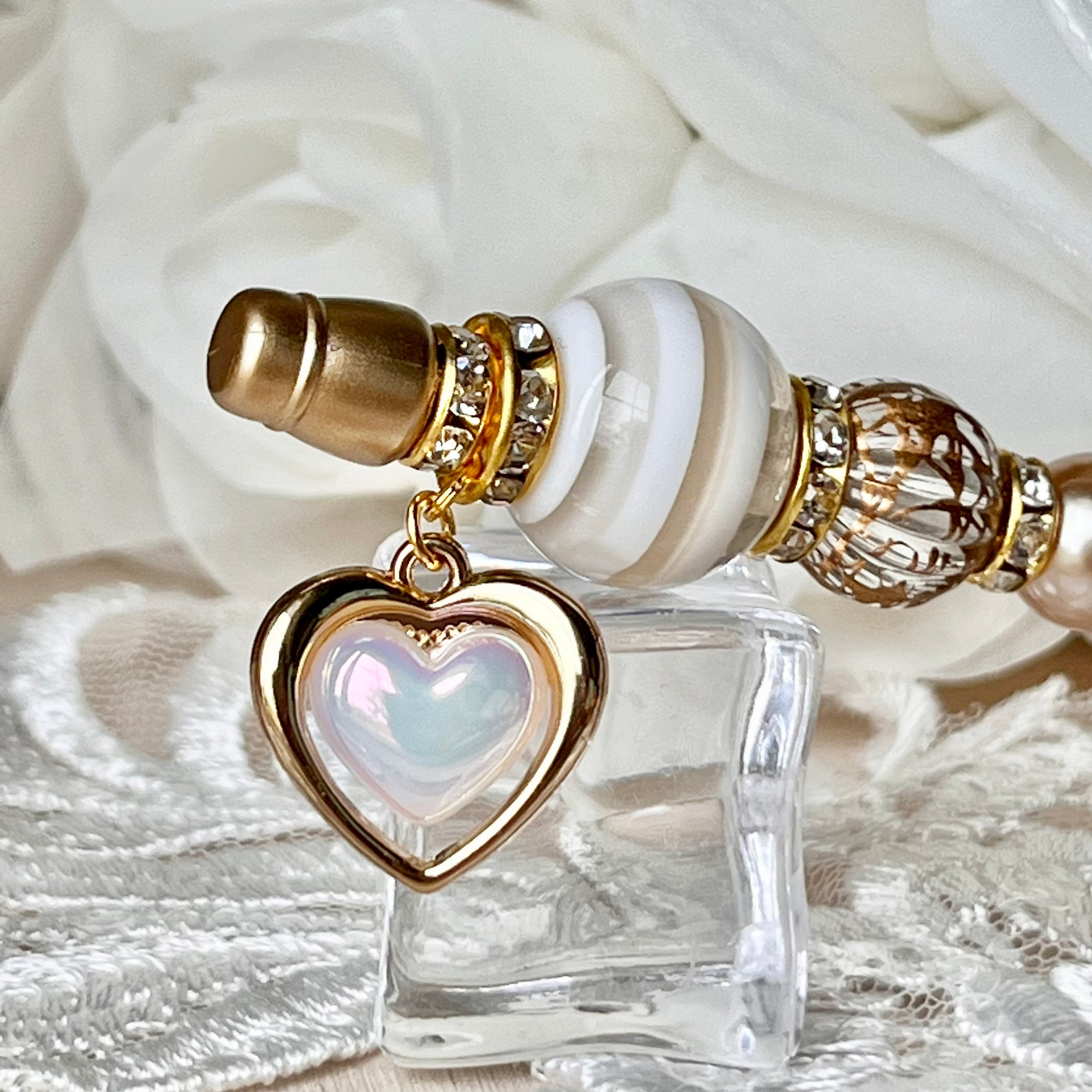 Ivory Beaded Gold Wedding Guest Book Pen Sign in Table Pen - Etsy